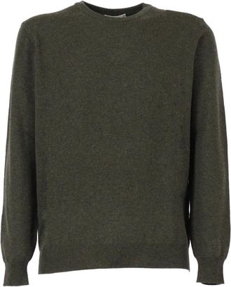 KANGRA Homme, Pulls, Vert, Taille: M Girocollo Basico Rasato Calato c/Toppe Alcantara