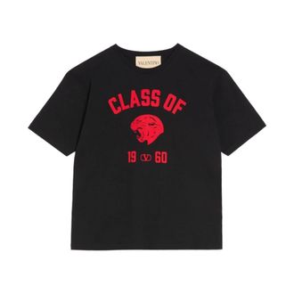 Valentino Garavani Baumwoll-T-Shirt mit Panther-Print - - Tops - Herren - Schwarzk - S