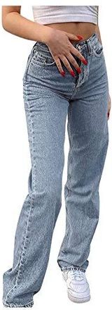 SoonerQuicker Pantalon à Jambe Large pour Femme Droite imprimé Papillon Jeans Sexy Elastique Vintage Sports Jogging rétro Gym Fitness Running Jean avec Poche Taille