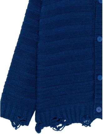 Maison Margiela Distressed Horizontal-Stripe Cardigan - Blue