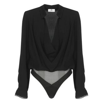 Elisabetta Franchi Body in Georgette - - Tops - Damen - Schwarzk - XS