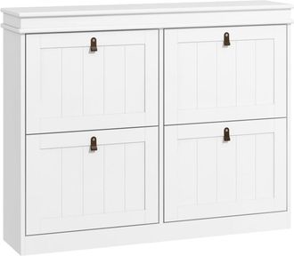 HOMCOM Meuble à chaussures - HOMCOM - 20 paires - 4 tiroirs rabattables et étagères réglables - MDF - 105x24x82,5cm - blanc