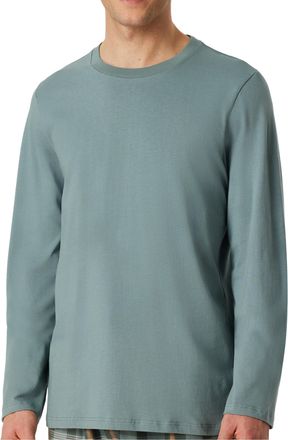 Schiesser Herren Schlafanzugoberteil Shirt Langarm geripptem Rundhals - 182180, Größe Herren:48, Farbe:Mineral