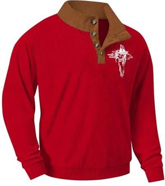 Generic DENGJIAMY Pull croix chrétienne pour homme, haut dautomne vintage, chemises à col tendance, chemises à manches longues, tendance, jésus, foi, sweat-sh