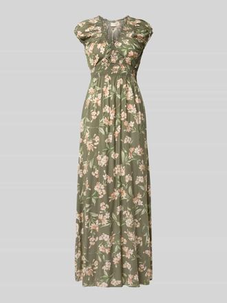Apricot Maxikleid aus Viskose mit V-Ausschnitt