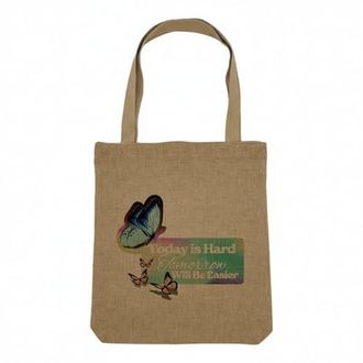 Fabulous Sac Shopping Tote Bag Aspect Lin - Today is Hard Tomorrow will be Easier Collage Vintage Illustration Art Humour Papillon - Sac de Courses Toile Epais