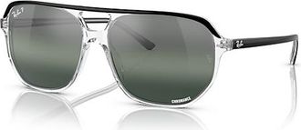 Ray-Ban Bill One Sonnenbrillen Schwarz Auf Transparent Fassung Silber Glas Polarisiert 60-16