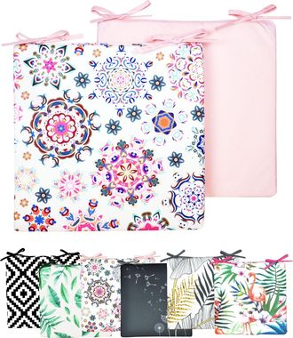 JACK Motiv Outdoor Wende Stuhlkissen 40x40cm Lounge Kissen Wasserfest Sitzkissen Garten Lotus Effekt, Farbe:Mandala Rosa