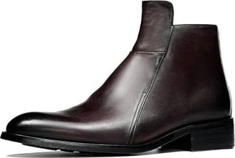 Generic Bottes Chelsea pour Hommes en Cuir Pleine Fleur avec Fermeture &eacute;clair lat&eacute;rale | Bottes habill&eacute;es &agrave; Semelle rembourr&eacute;e pour Affaires et Tenue d&eacute;contra
