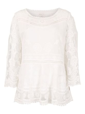 Apricot Embroidered Mesh Oversized Top