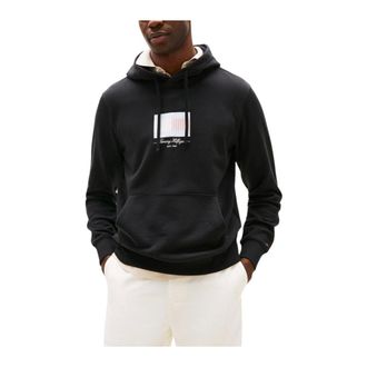 Tommy Hilfiger Homme, Sweatshirts et sweats &agrave; capuche, Noir, Taille: XL SweaT-shirt &agrave; Capuche Imprim&eacute; en Coton avec Poches Avant