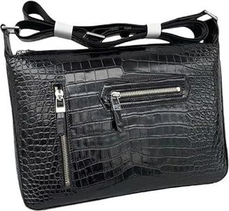 Generic Sac cabas pour femme en cuir de crocodile authentique, sacoche souple pour homme, sac bandouli&egrave;re en cuir dalligator v&eacute;ritable, sac &agrave; bandouli&egrave;re simp