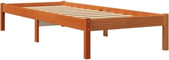 Generic vidaXL Massivholzbett, Holzbett mit Kopfteil Lattenrost, Einzelbett f&uuml;r Schlafzimmer, Bett Bettgestell, Modern, Wachsbraun 90x200cm Kiefer