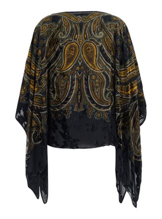 Etro Devor&eacute; Technical Fabric Cape - Black