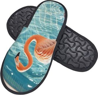 Generic Pantoufles Unisexes Flamant Rose Et Piscine Chaussons Lavable Antidérapantes Pantoufles DExtérieur, Pour Femmes, Intérieur Extérieur, Fête, M