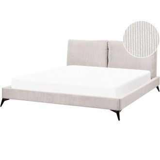 Beliani Beliani - Lit Double 180 x 200 cm en Velours Beige Clair et Bois Tête de Lit Rembourrée Melle