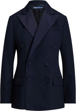 Ralph Lauren Femme, Vestes, Bleu, Taille: 36 FR Veste en laine avec logo