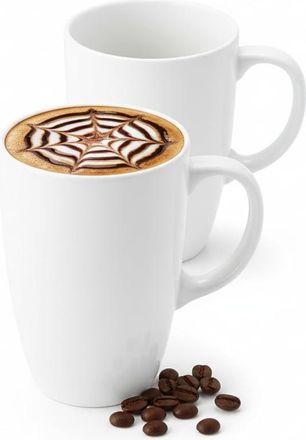 Wilmax England Wilmax - Teetassen & Kaffeetassen - 2er Set - 630ml - Kaffeebecher Porzellan - Becherset - Tasse f&uuml;r Tee, Kaffee, Cappuccino - Porzellantassen mit Gri