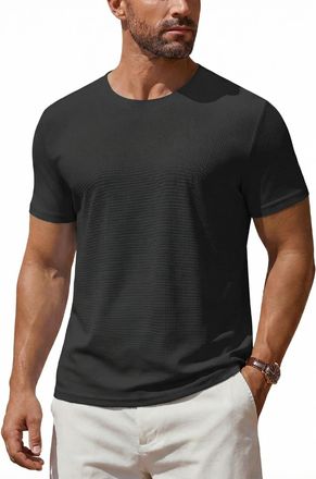 Coofandy Sport T-Shirts Herren Funktionsshirt Kurzarm Sommer Laufshirt Retro Kariertes Gym Tshirt Fitness Trainingsshirt Schwarz 3XL