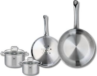 Fackelmann ELO 9502050 Batterie de cuisine 2 pi&egrave;ces, Set de 0 Po&ecirc;le de cuisson 24 et 28 cm et 2 faitouts 12 et 14 cm Elo Profi Citrin, inox, induction, Gris Clai