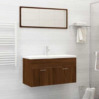 vidaXL Ensemble de meubles de salle de bain 2 pcs Ch&ecirc;ne marron