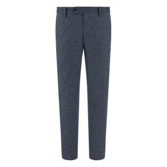 Boggi Milano Homme, Pantalons, Bleu, Taille: W36 Pantalon en coton et lin stretch