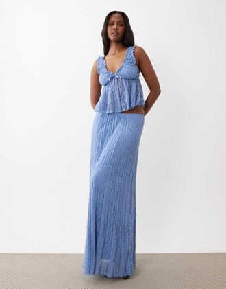 Gina Tricot Gina Tricot - Jupe densemble longue en dentelle - Bleu clair