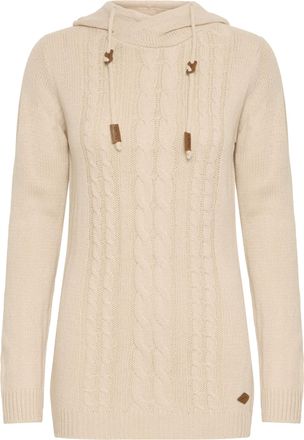Oxmo OXCable Damen Strickpullover Grobstrick Pullover mit Kapuze Kordelzug Rippbündchen Regular fit, Größe:XXL, Farbe:Cement Melange (1407081)