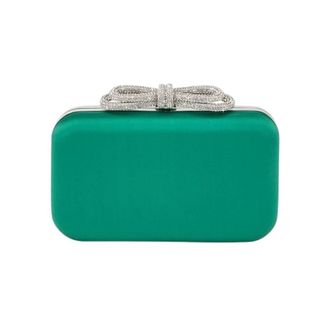 Mach & Mach Satin Clutch in Smaragdgr&uuml;n mit Doppelschleife - - Bags - Damen - Gr&uuml;n - ONE SIZE