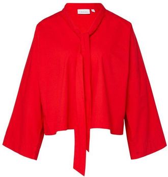 Comma Langarmbluse Bluse Baumwollbluse mit Schluppenkragen und verstellbarem &Auml;rmelsaum