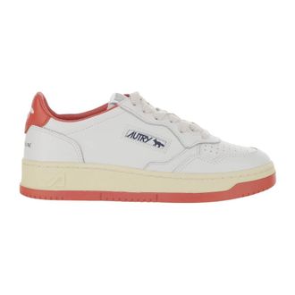 Autry Wei&szlig;e Leder Low Top Sneakers - - Shoes - Damen - Rot - 37 EU