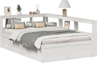 vidaXL Lit bibliothèque sans matelas blanc 120x190 cm bois pin massif Vidaxl