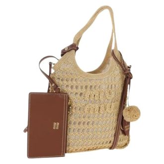 Miu Miu Sac Main Pre-owned en Raffia - Femme - Pre-owned - Beige - Taille: ONE Size