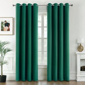 Miulee Vorhänge Grün Blickdicht mit Ösen, Schöner Weicher Verdunklungsvorhänge zum Verdunkeln von Räumen, 2er Set Gardinen Abdunkelnd Schlafzimmer Wohnzimmer