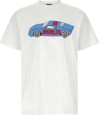 Moschino Homme, Tops, Blanc, Taille: XL T-shirt Imprim&eacute; en Jersey de Coton