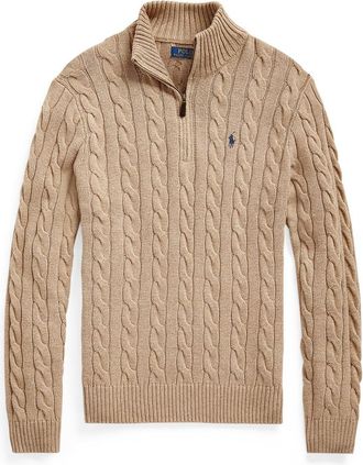 Ralph Lauren Zopfstrick-Troyer aus Baumwolle mit Poloreiter-Stickerei in