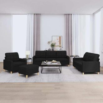 vidaXL Vidaxl - Ensemble de canap&eacute;s 4 pcs avec coussins Noir Tissu