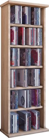 VCM CD Regal Holz | CD Regal mit Platz für 150 CDs oder 65 DVDs oder 36-Videos | Maße: H. 92 x B. 31 x T. 18 cm | Elegantes DVD Regal stehend | Blu ray Re