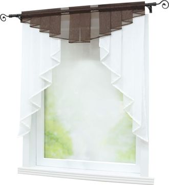 Joyswahl Kleinfenster Scheibengardine Voile Bistrogardine »Gerda« mit Tunnelzug Transparente Gardine Stores BxH 120x125cm Braun 1er Pack