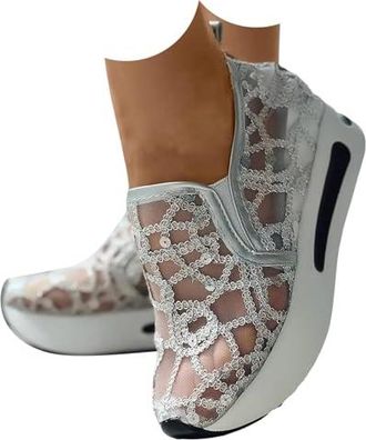 Generic Baskets tendance pour femme 2025, broderie florale, maille respirante, chaussures de marche orthopédiques, légères, confortables, décontractées, éléga