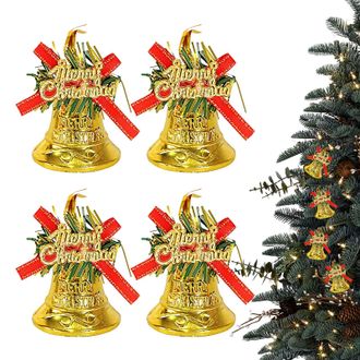 Generic Weihnachtsglocke, Set mit 4 Vintage-Weihnachtsbaum-Dekorationen, f&uuml;r T&uuml;ren, Kronen, Partys und Zuhause