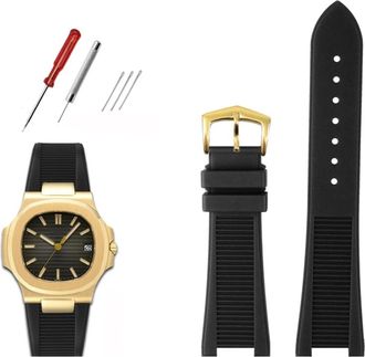 Generic Hochwertiges Fluorsilikon für Sport Elegant Serie 5711/5712/5980, wasserdichtes Uhrenarmband für Herren