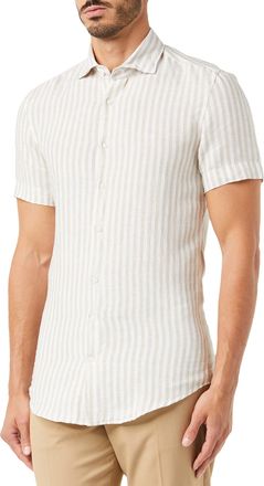 Seidensticker Mens Slim Fit Kurzarm Hemd Shirt, Beige, 37
