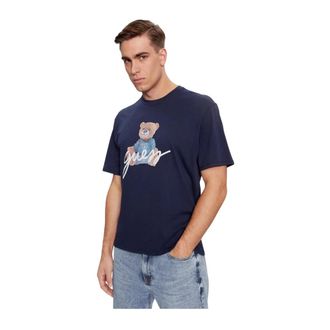 Guess Homme, Tops, Bleu, Taille: S Slim Logo Tee