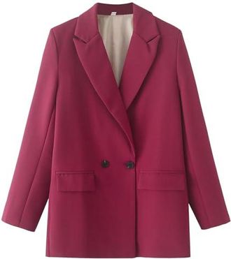 Generic Blazer Oversize pour Femme, Manches Longues, col à Revers, Boutons, Veste de Tailleur pour Le Bureau