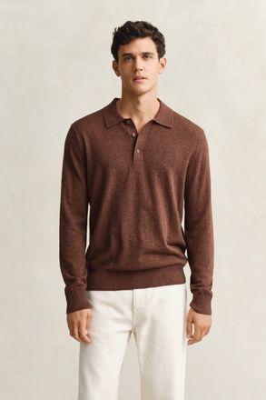 GANT Herren Polopullover aus Baumwollmix-Flammgarn (XXXL) HAZELNUT MELANGE