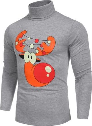 Coofandy Pull Homme Col Roulé Tops T-Shirt à Col Roulé Pullover Sweater Hiver Slim Fit Pull à Manches Longues Couleur Unie Basique Pulls Chauds Gris de Noël S