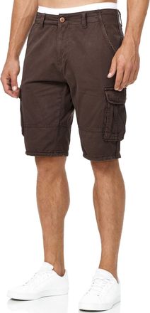 Indicode Herren Blixt Cargo Shorts mit 6 Taschen und G&uuml;rtel aus 100% Baumwolle | M&auml;nner Dk Brown, S