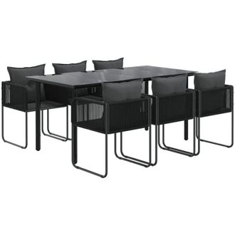 vidaXL 7-tlg. Garten-Essgruppe Schwarz - Vidaxl