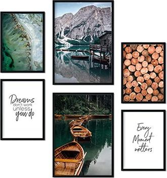 Nacnic Ensemble de 6 Posters d&eacute;coratifs - Nature, for&ecirc;t, arbres - D&eacute;coration murale moderne - A3 et A4. Non encadr&eacute;